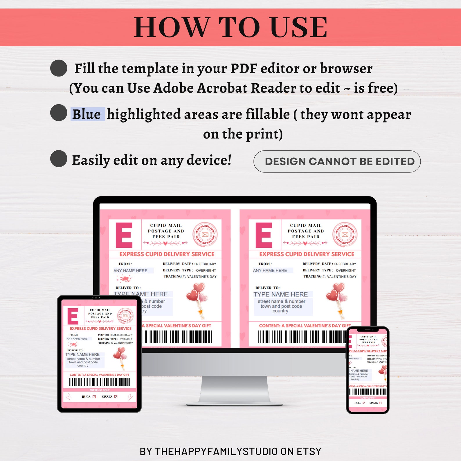 Editable Valentine's Day Express Shipping Label, Kids Valentine ...
