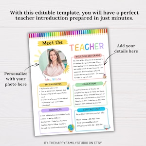 Meet the Teacher Classroom Introduction Template, Back to School ...