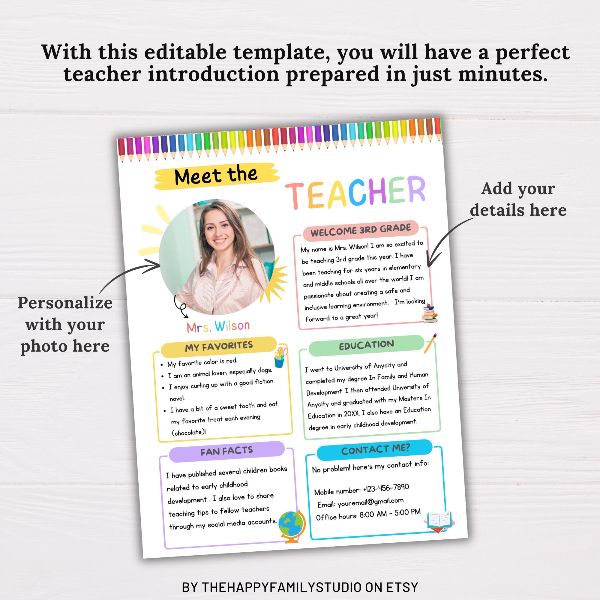 Meet the Teacher Classroom Introduction Template, Back to School ...