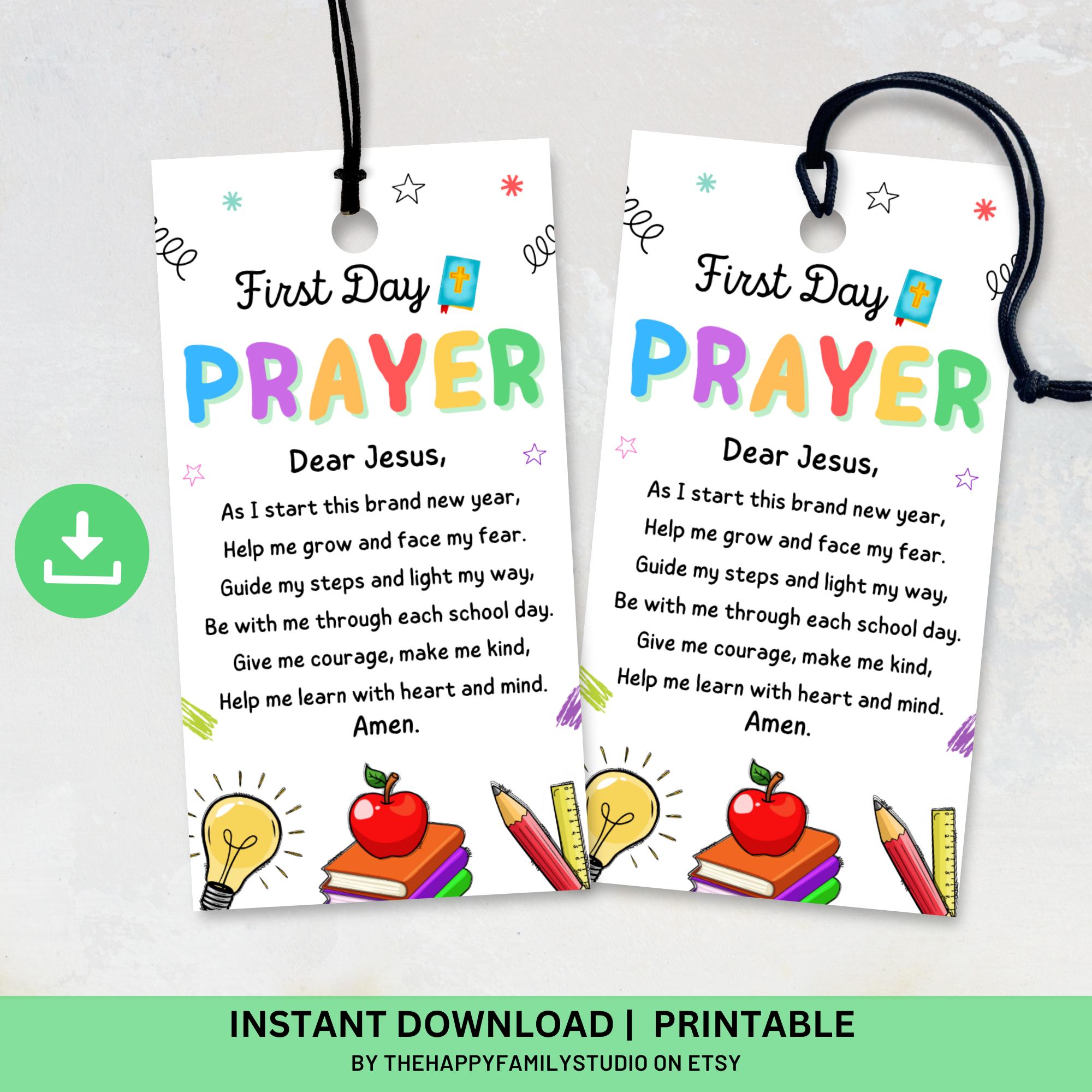 First Day of School Prayer Tag, Back to School Backpack Blessing ...