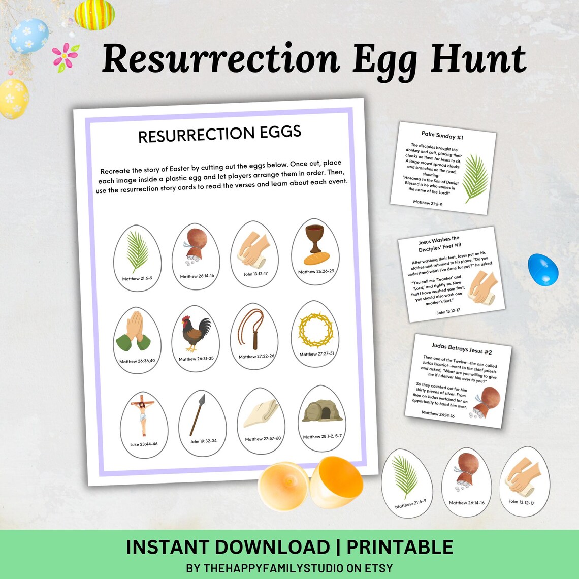 Resurrection Eggs Easter Hunt, the Easter Story Holy Week Resurrection ...