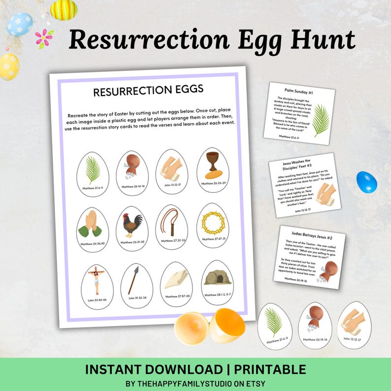 Resurrection Eggs Easter Hunt, the Easter Story Holy Week Resurrection ...
