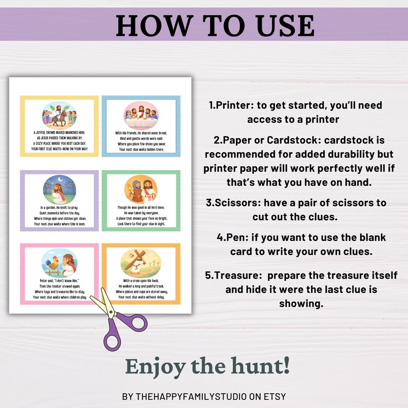 Easter Story Scavenger Hunt Clues, Christian Easter Treasure Hunt ...