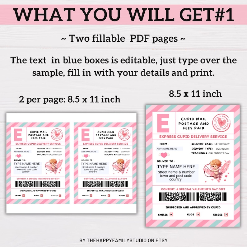 Editable Valentines Day Shipping Label, Valentine Cupid Gift Label ...