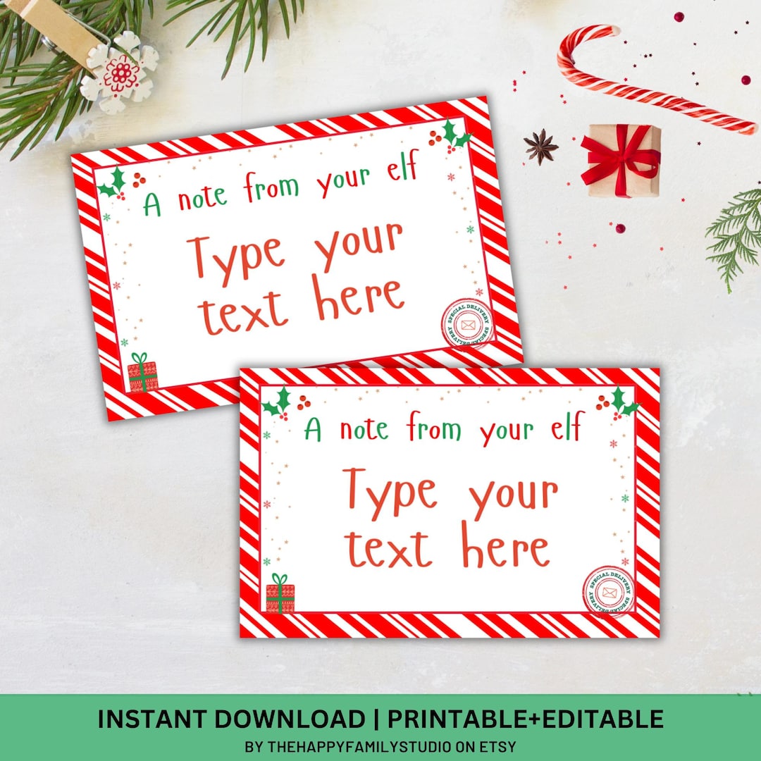 Editable Elf Note Cards Template, Elf Notes for Kids, Elf Messages ...