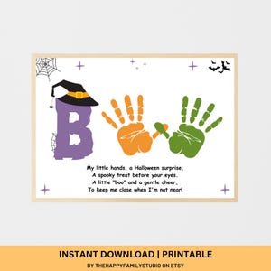 Halloween Handprint Art, Boo Handprint Craft, Handprint Craft Keepsake ...