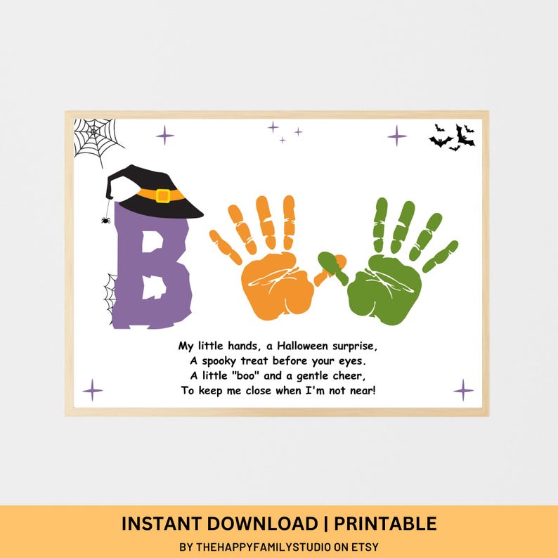 Halloween Handprint Art, Boo Handprint Craft, Handprint Craft Keepsake ...