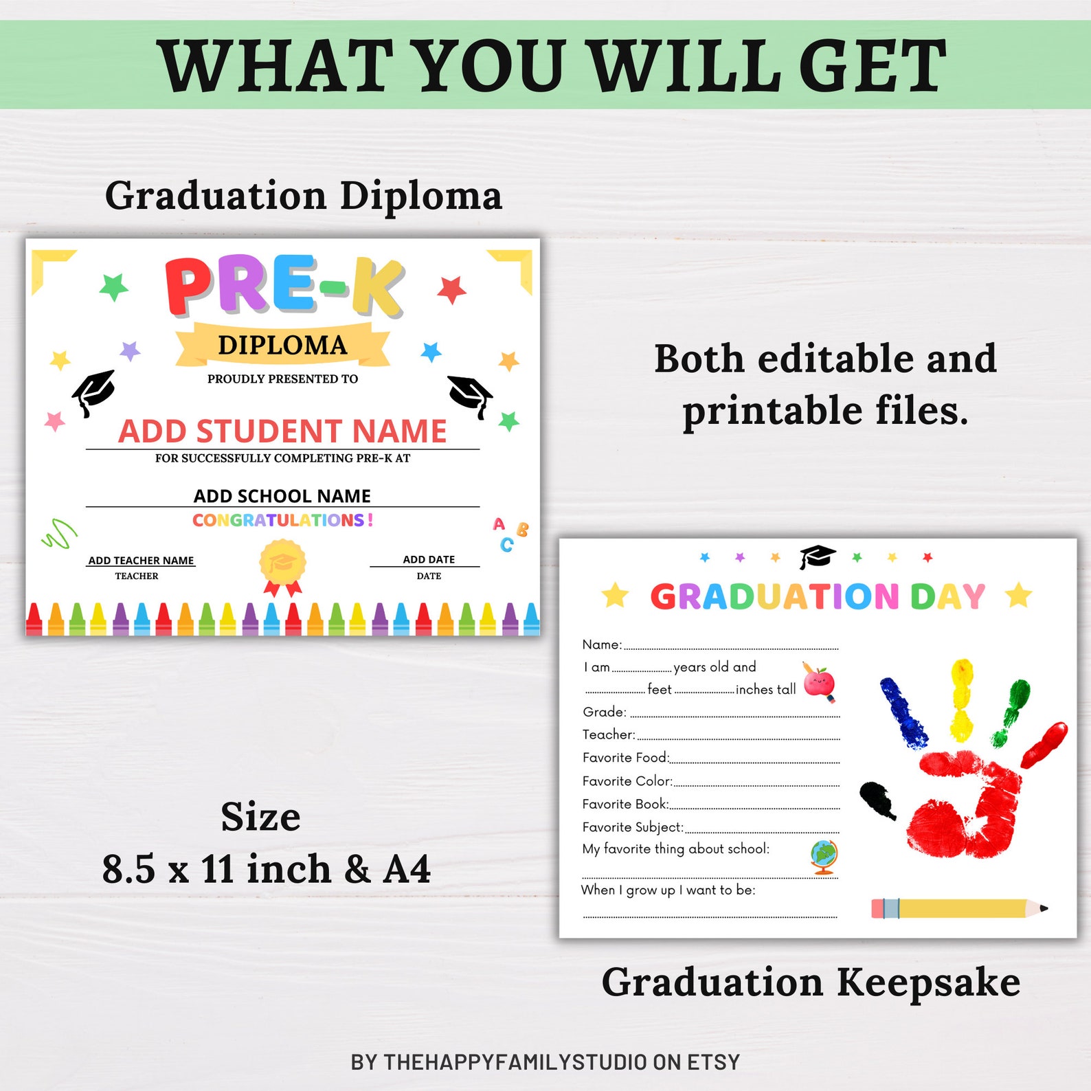 Editable Pre-k Graduation Diploma, Printable Pre-k Certificate, School ...