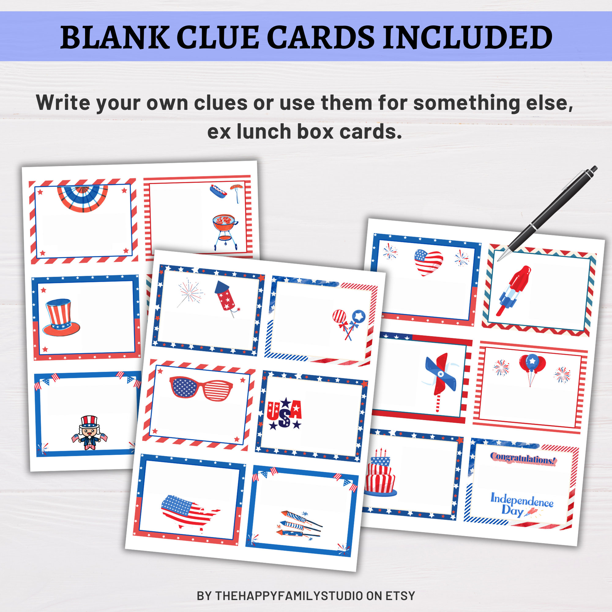 4th of July Outdoor Treasure Hunt Clues, Independence Day Scavenger ...