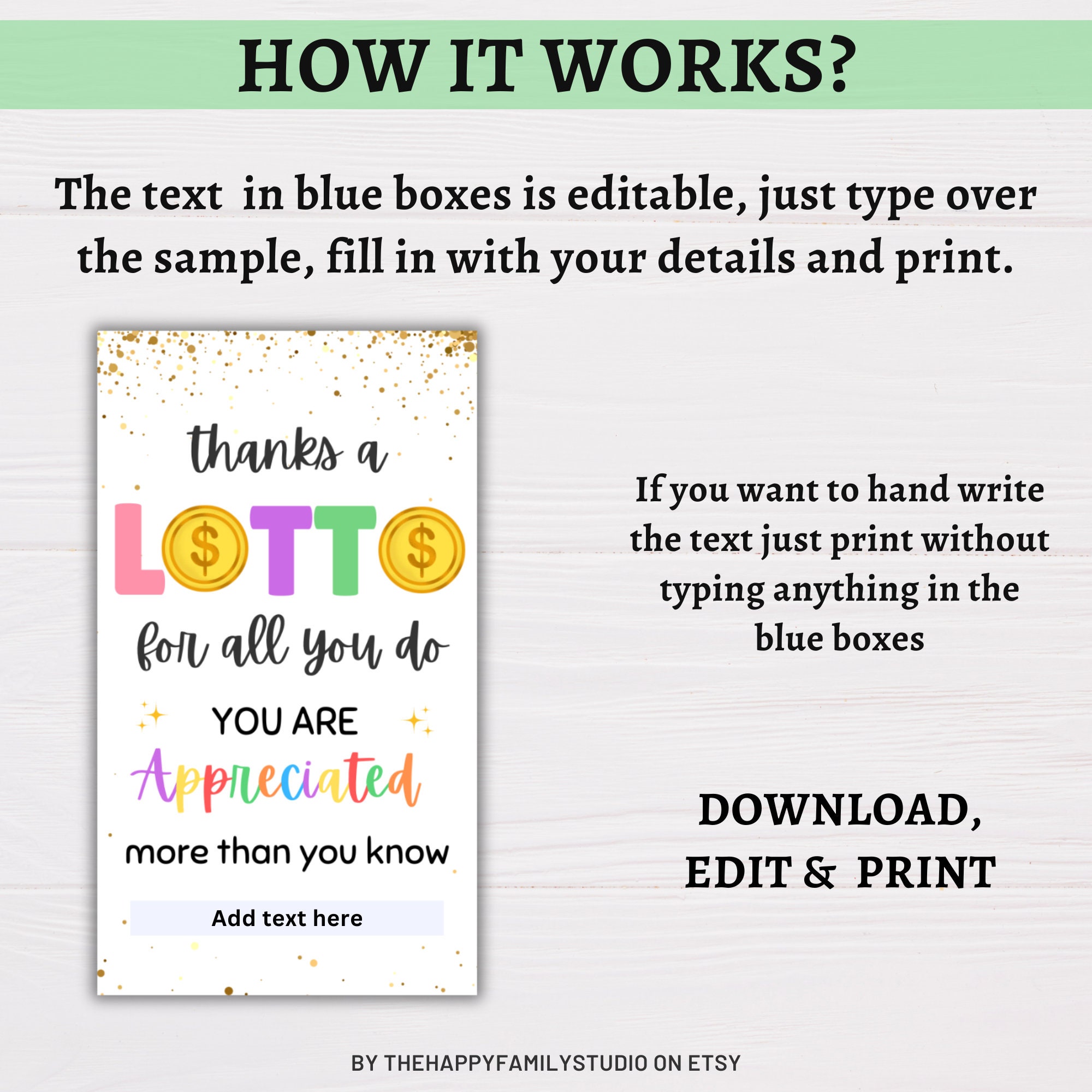 Thanks A Lotto Appreciation Gift Tag, Staff Thank You Lottery Ticket ...