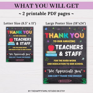 Teacher Appreciation Poster, Printable Staff Appreciation Sign ...