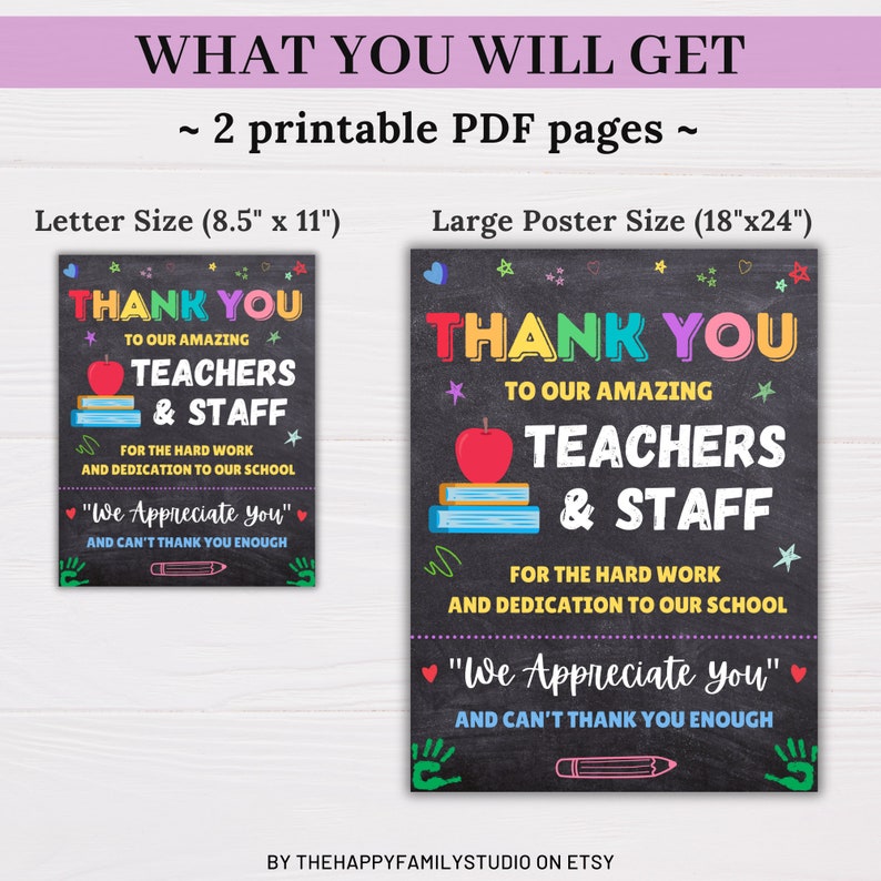 Teacher Appreciation Poster, Printable Staff Appreciation Sign ...