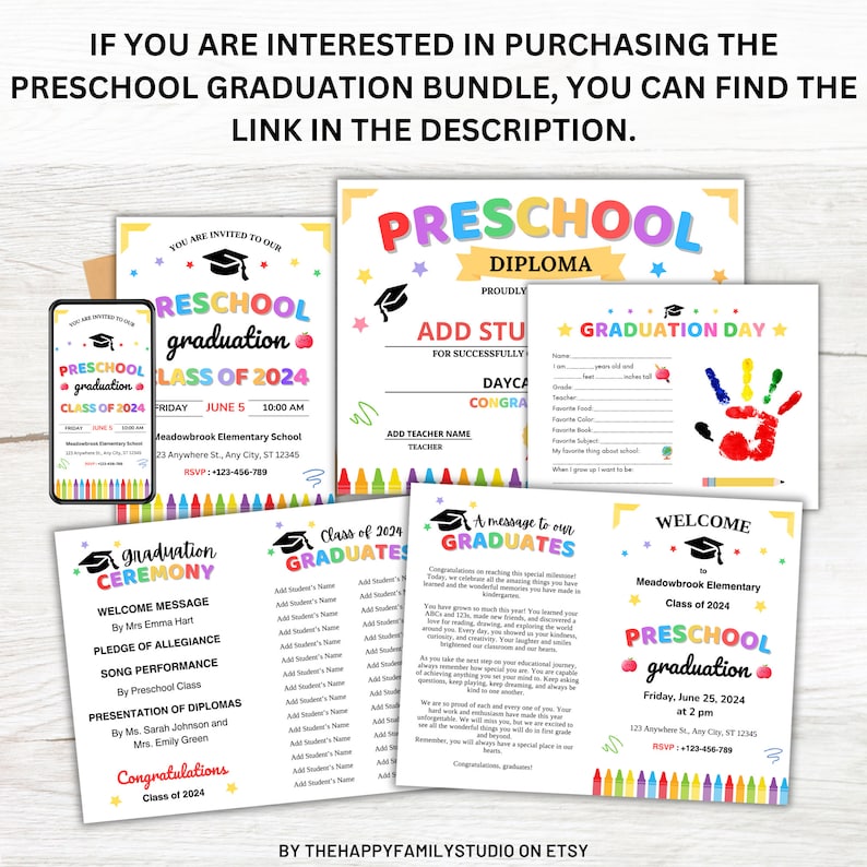 Editable Preschool Diploma, Customizable Graduation Certificate ...
