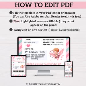 Editable Valentines Day Shipping Label, Valentine Cupid Gift Label ...