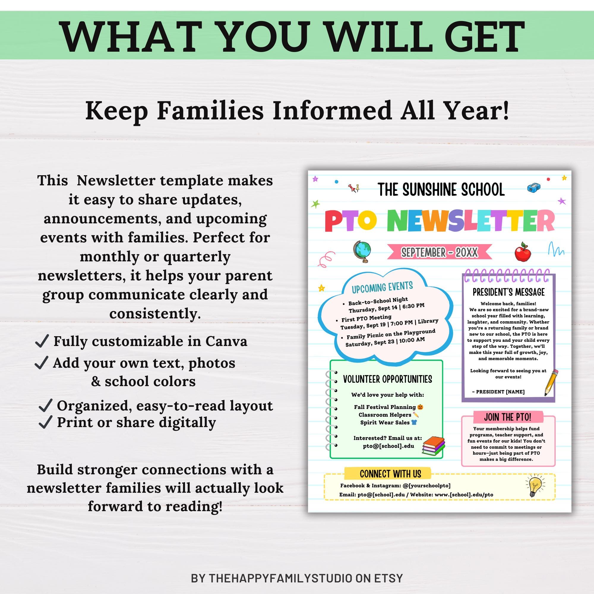 Editable PTO Newsletter Template, PTO School Communication Flyer, PTO ...