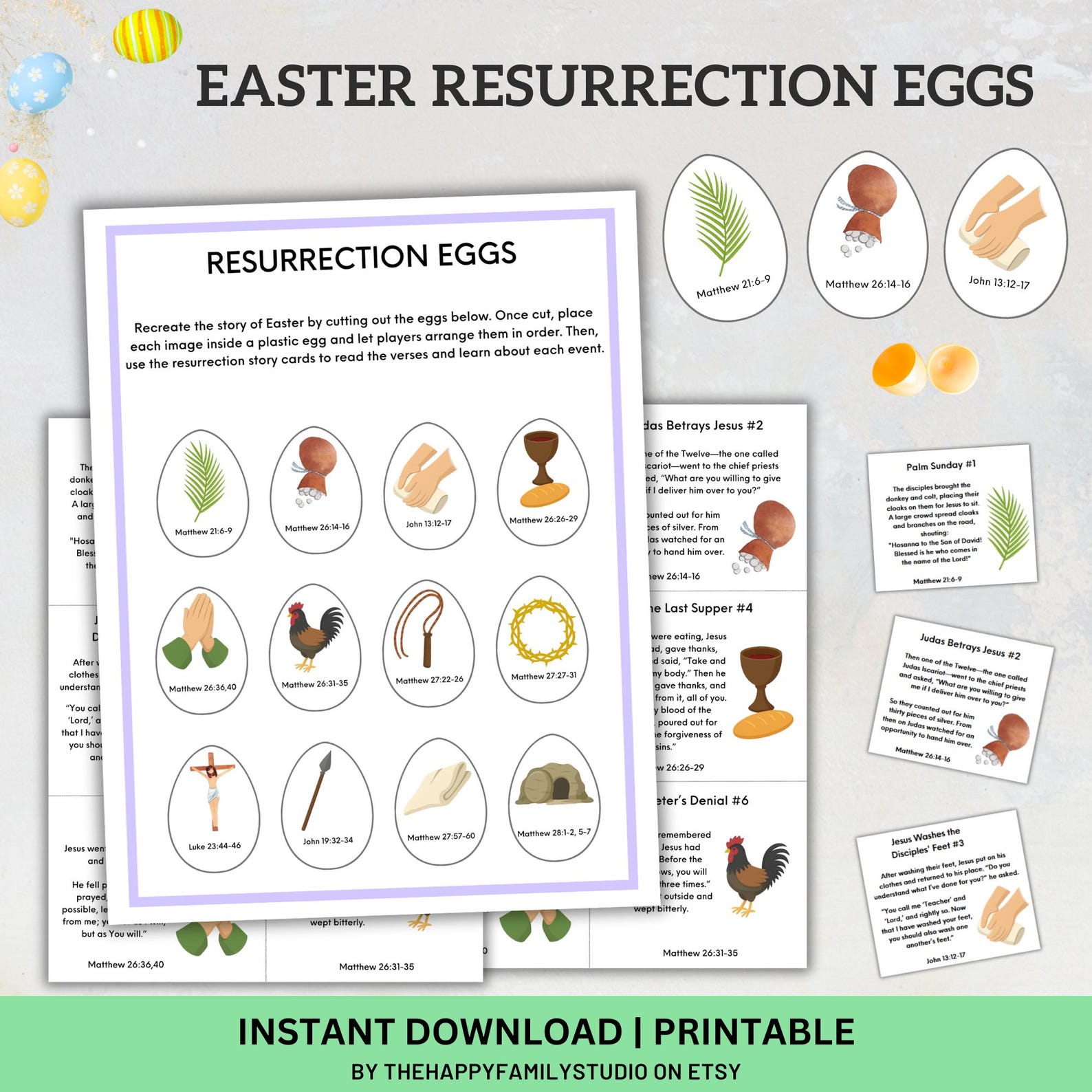 Printable Easter Story Eggs, Resurrection Eggs Easter Hunt, Easter ...