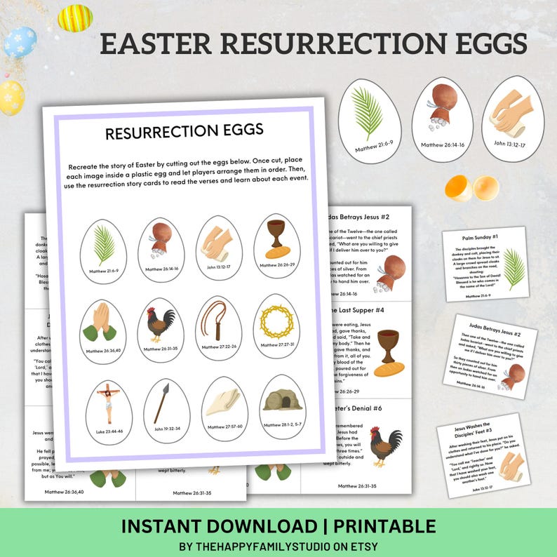Printable Easter Story Eggs, Resurrection Eggs Easter Hunt, Easter ...