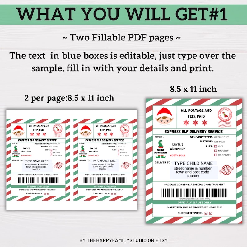 Editable Elf Shipping Label, North Pole Delivery Tags, Santa Shipping ...