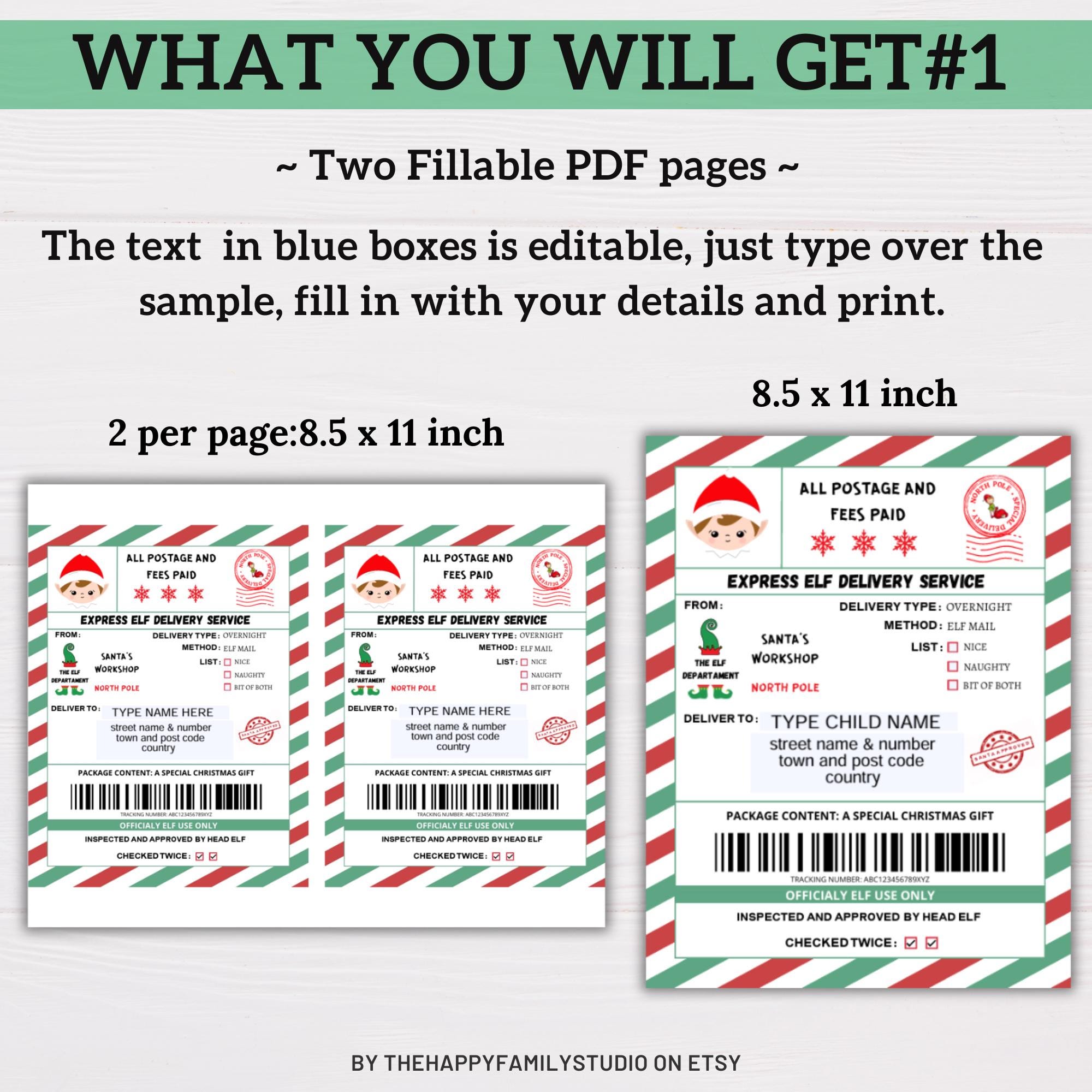 Editable Elf Shipping Label, North Pole Delivery Tags, Santa Shipping ...