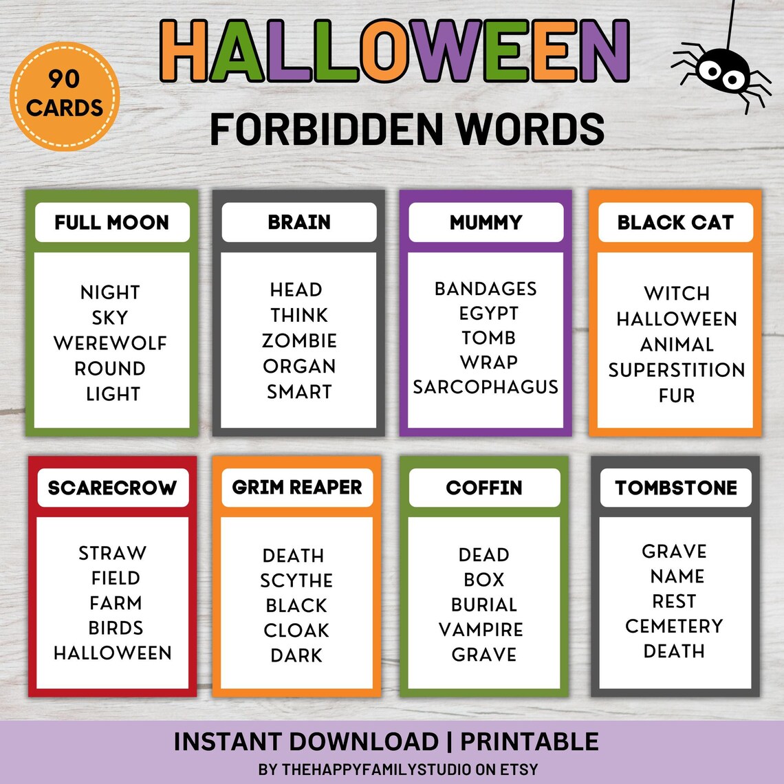 Halloween Forbidden Words, Halloween Taboo, Printable Halloween Party ...