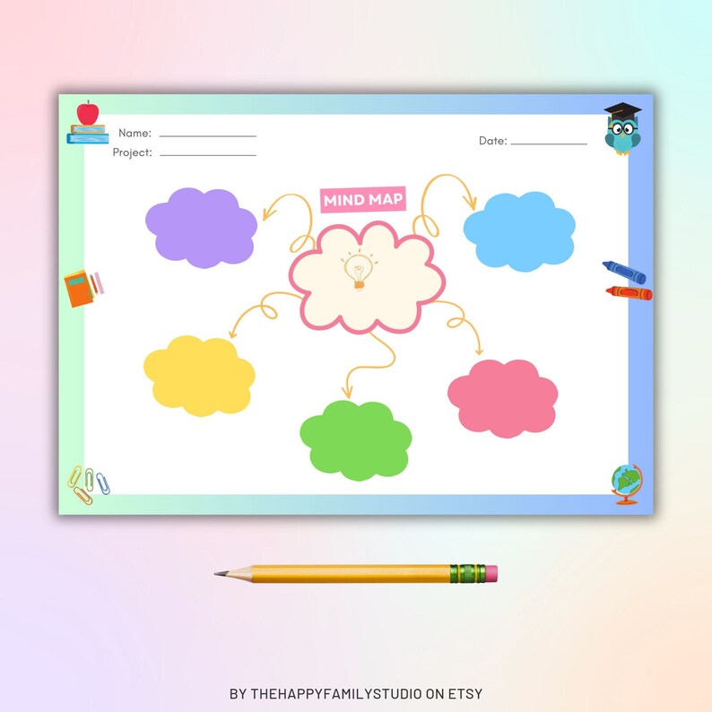 Mind Map Planner for Kids, Printable Mind Map, Visual Brainstorm Map ...