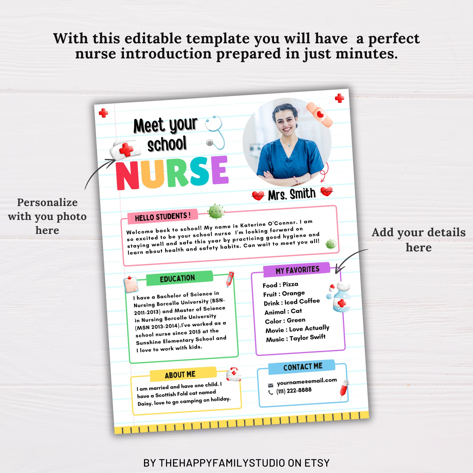 EDITABLE Meet the School Nurse Template, Meet Your Teacher Letter ...