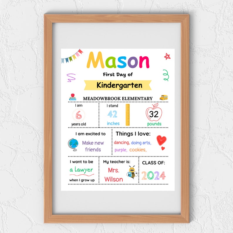 Editable Back to School Sign First With Child Details, Last Day of ...