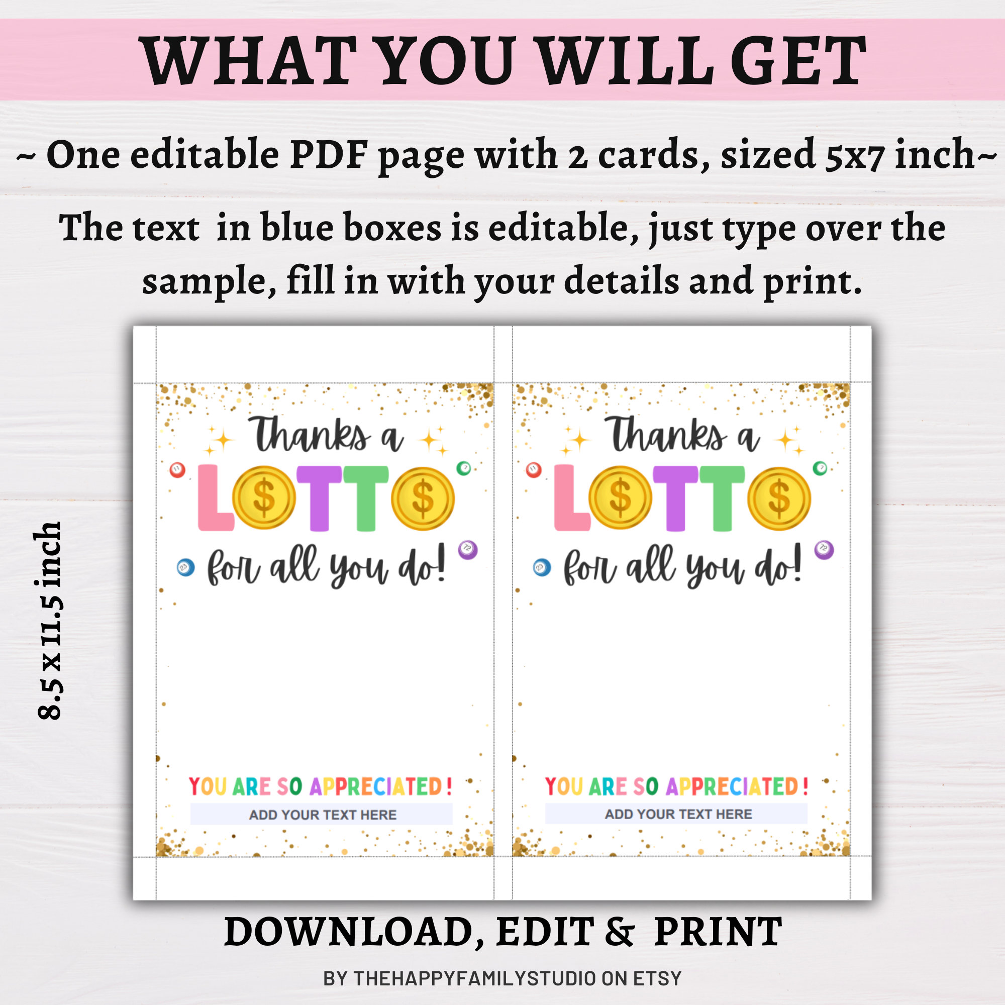 Lotto Gift Card Holder, Lottery Ticket Appreciation Favor Tag, Staff ...