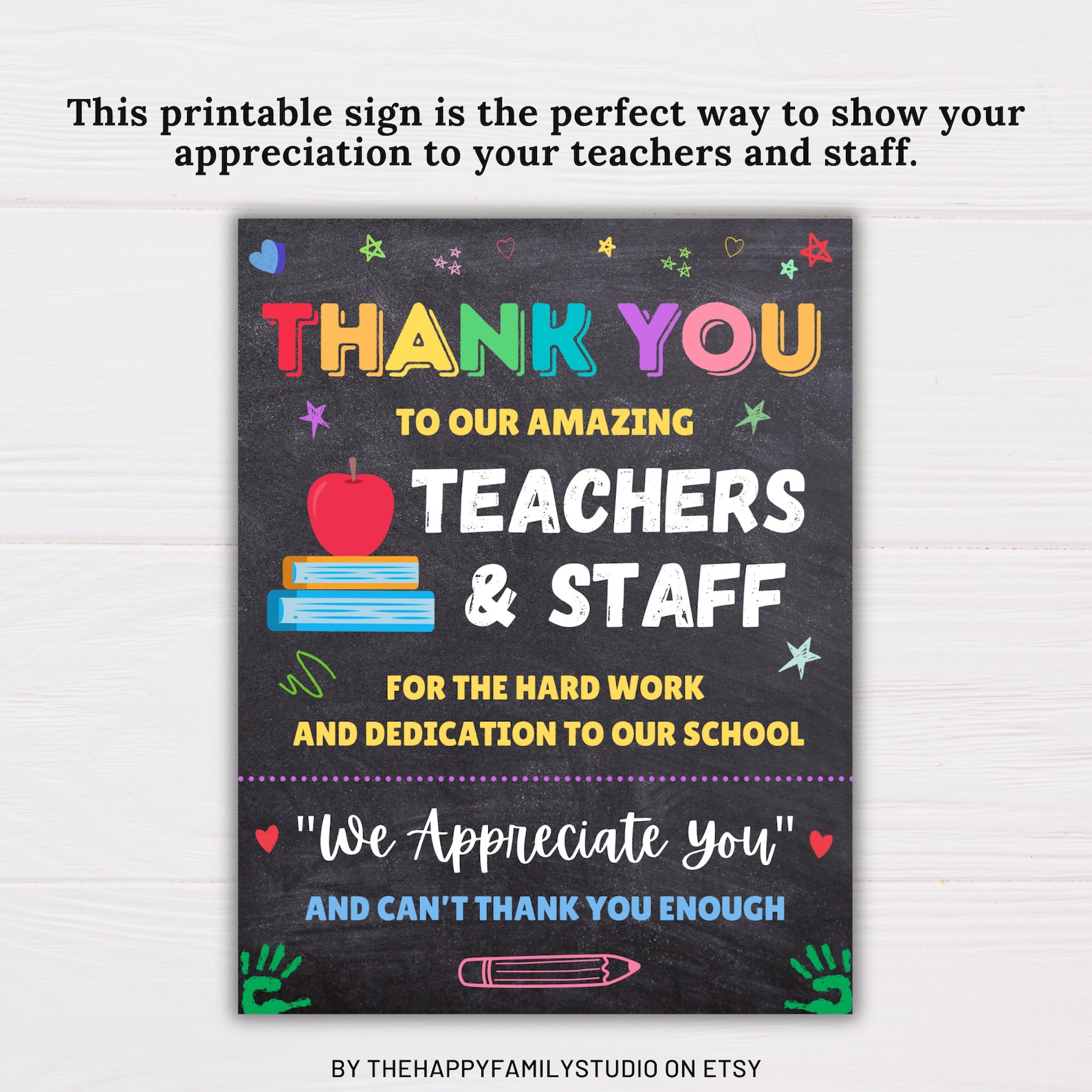 Teacher Appreciation Poster, Printable Staff Appreciation Sign ...