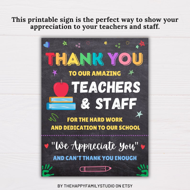 Teacher Appreciation Poster, Printable Staff Appreciation Sign ...