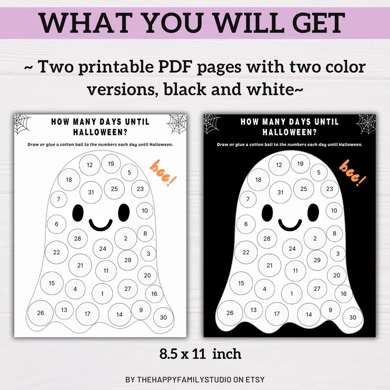 Halloween Countdown Ghost Worksheet, Printable Halloween Countdown for ...