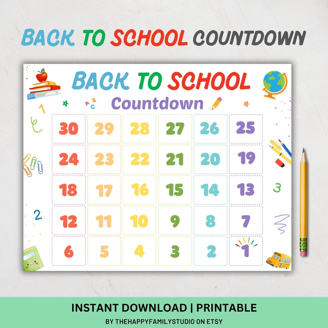 Back to School Countdown for Kids, First Day of School Tracker, 1st Day ...