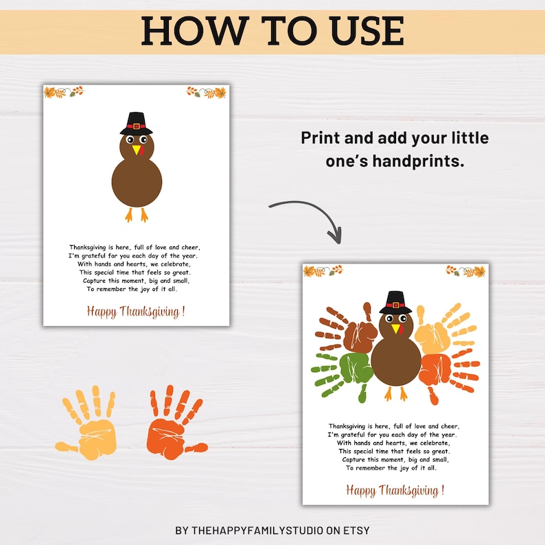Turkey Handprint Art Printable, Thanksgiving Poem, Handprint Craft ...
