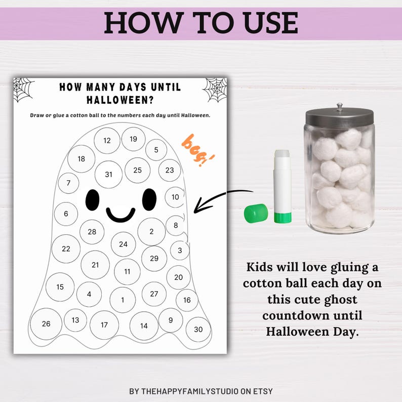 Halloween Countdown Ghost Worksheet, Printable Halloween Countdown for ...