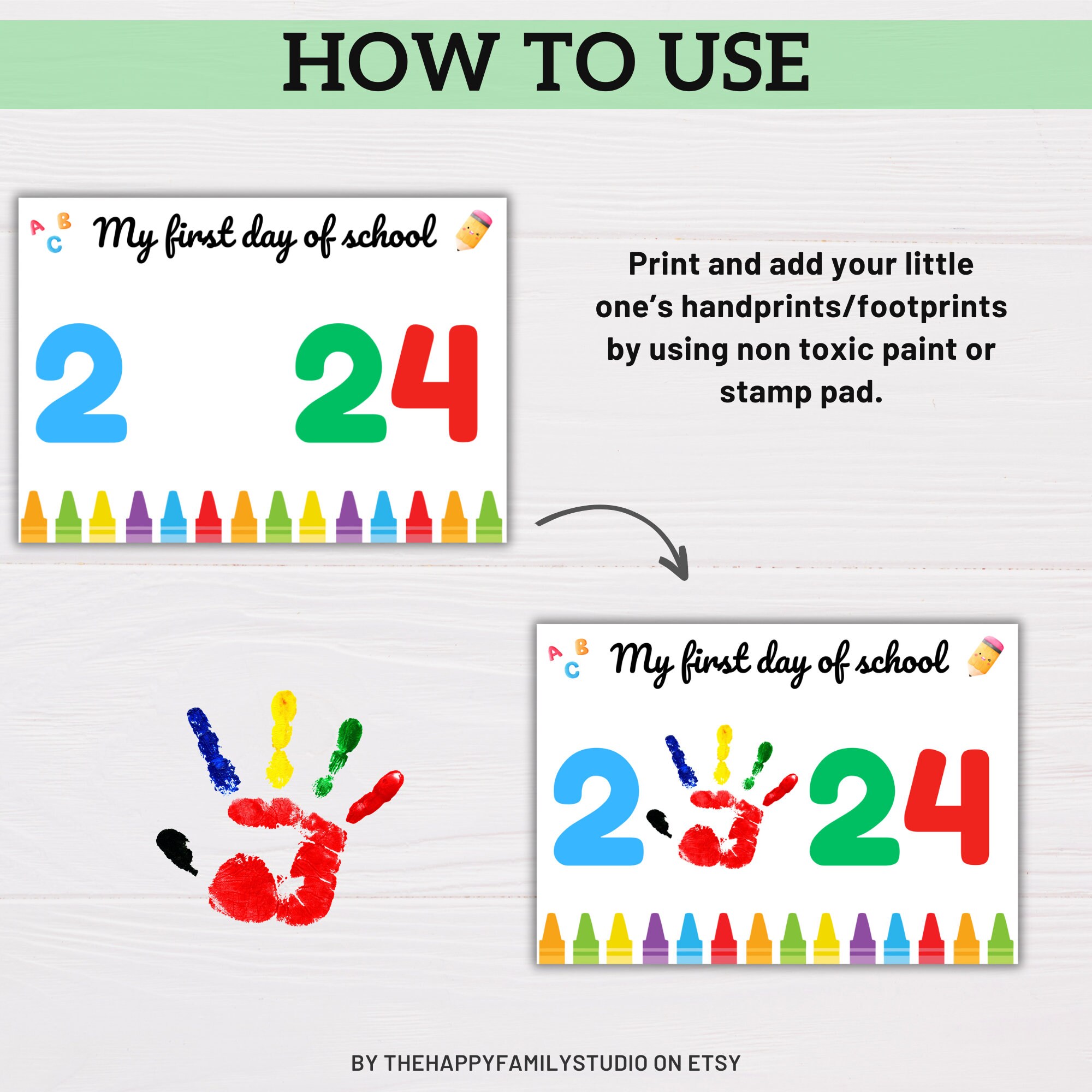 First Day of School Handprint Art, First Day of School Sign School ...