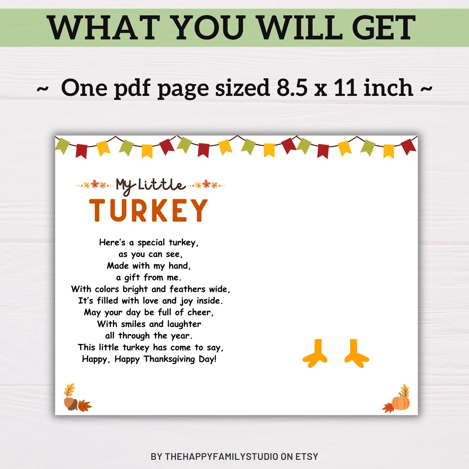 Turkey Poem Handprint Art, Little Turkey Handprint Craft, Thanksgiving ...