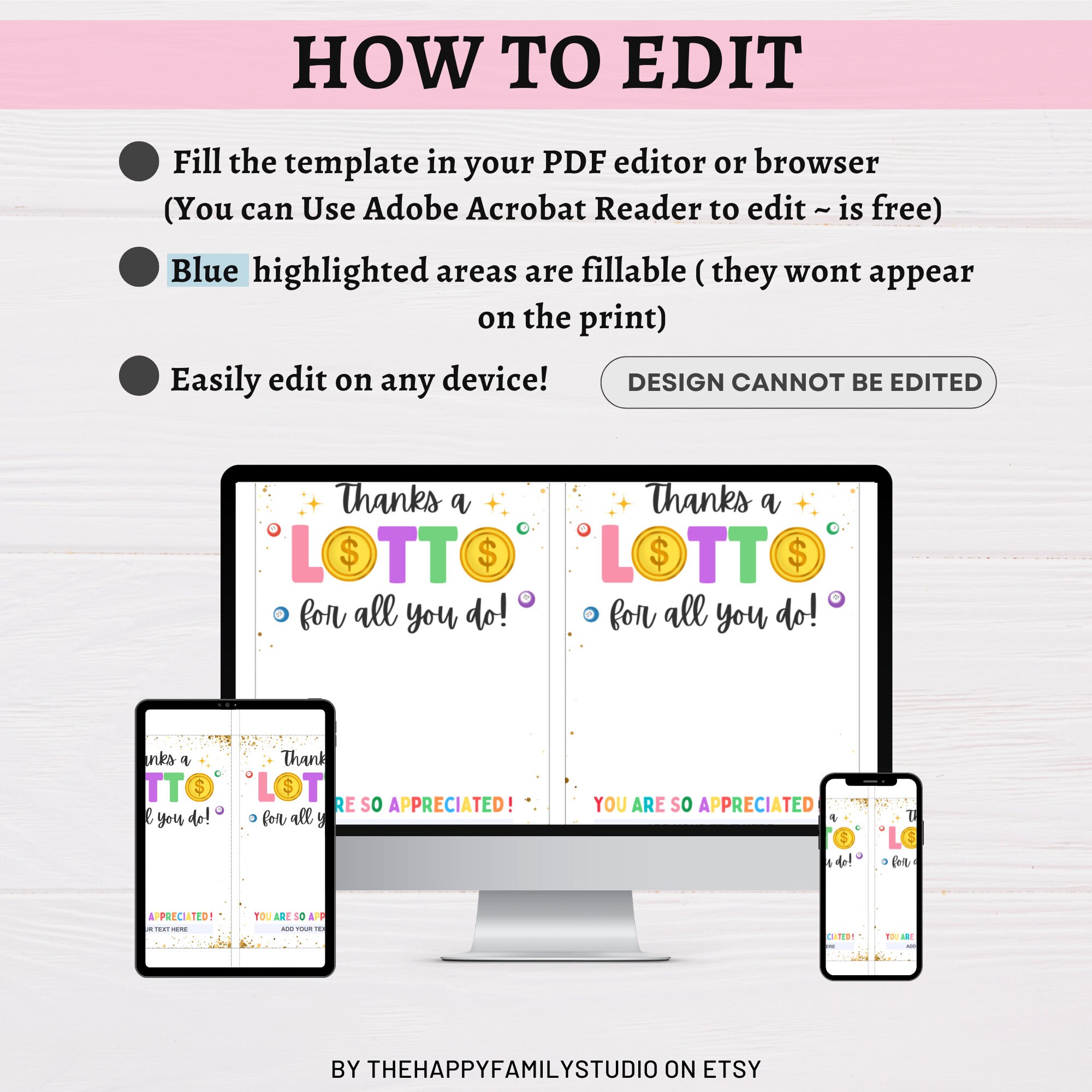 Lotto Gift Card Holder, Lottery Ticket Appreciation Favor Tag, Staff ...