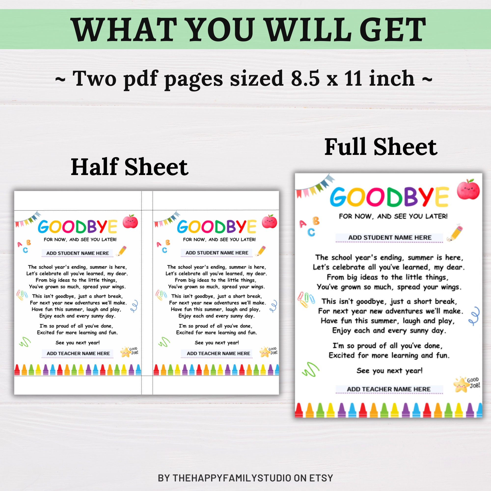 End of School Year Poem Gift From Teacher to Student, End of Year Gift ...