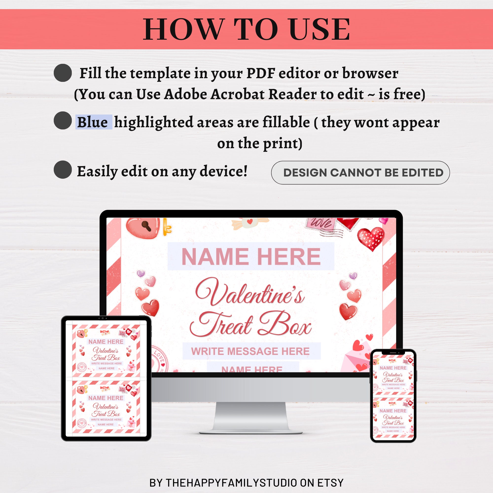 Editable Valentine Treat Box Label ,personalized Valentine Gift Box ...