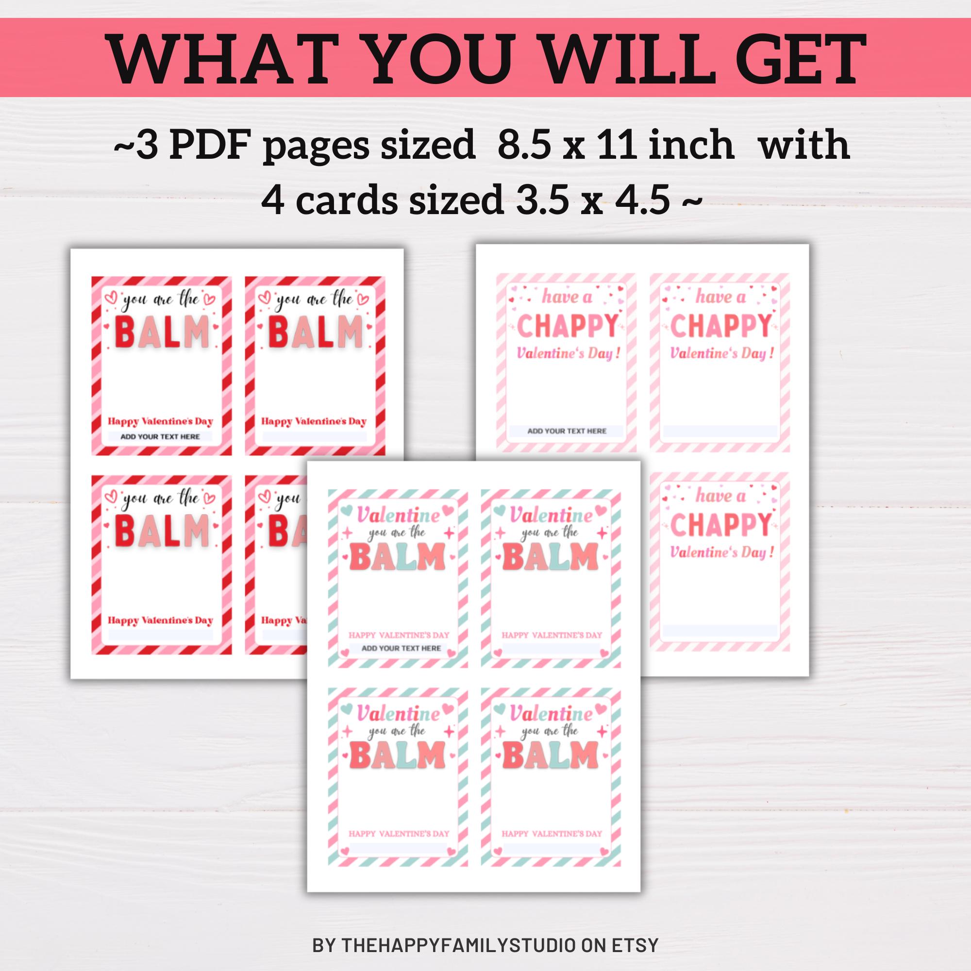 You're the Balm Valentine's Day Card Bundle, Printable Lip Balm Holder ...