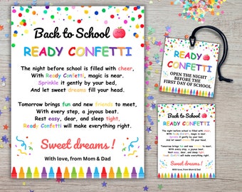 Ready Confetti Night Before School First Day of School Tag Back to ...