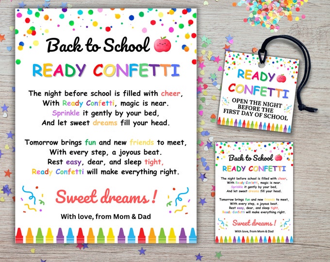 Ready Confetti Night Before School First Day of School Tag Back to ...