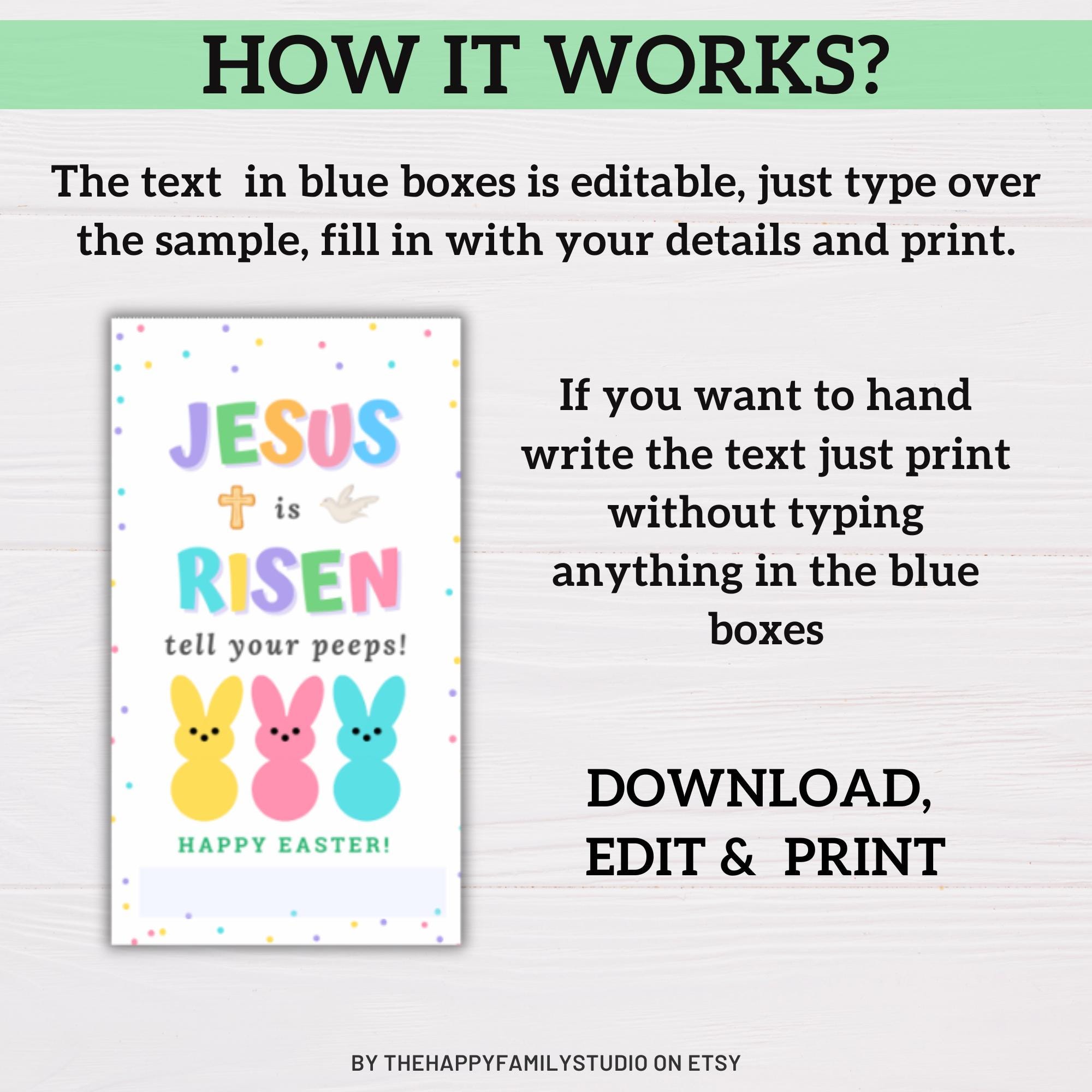 Jesus is Risen Tell Your Peeps Tag, Easter Gift Tags, Easter Basket ...