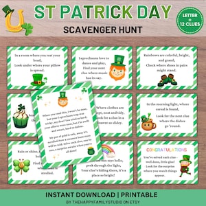 St. Patrick's Day Scavenger Hunt for Kids, Leprechaun Treasure Hunt ...