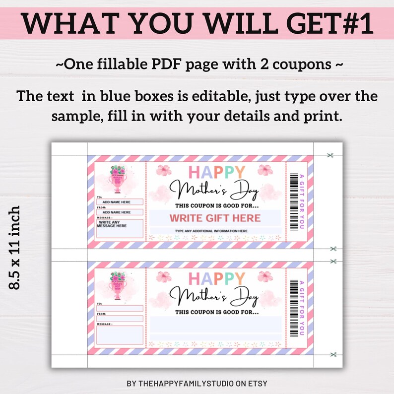 Mother's Day Custom Gift Voucher Template, Printable Gift for Mom ...