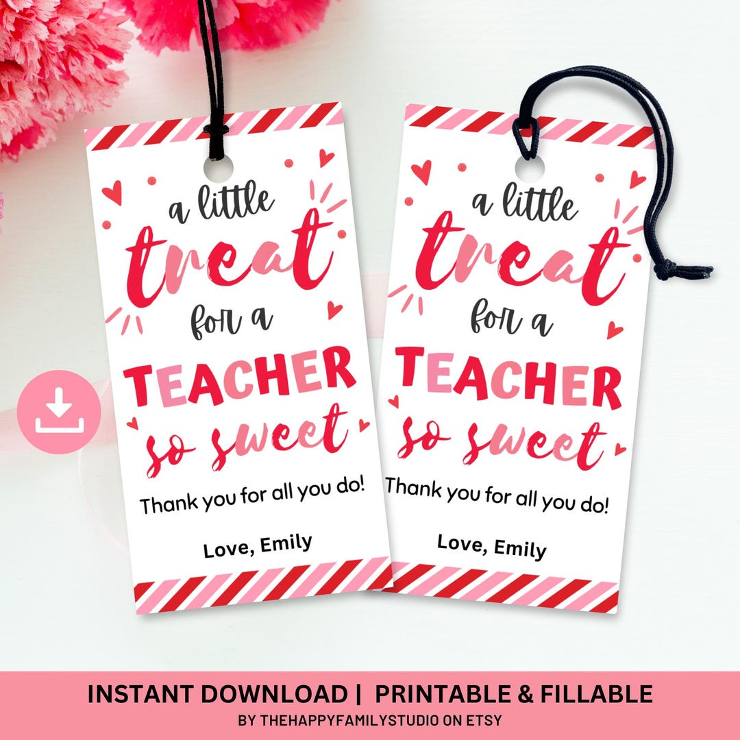 Teacher Valentine's Day Gift Tag, Teacher Valentines Appreciation Tags ...