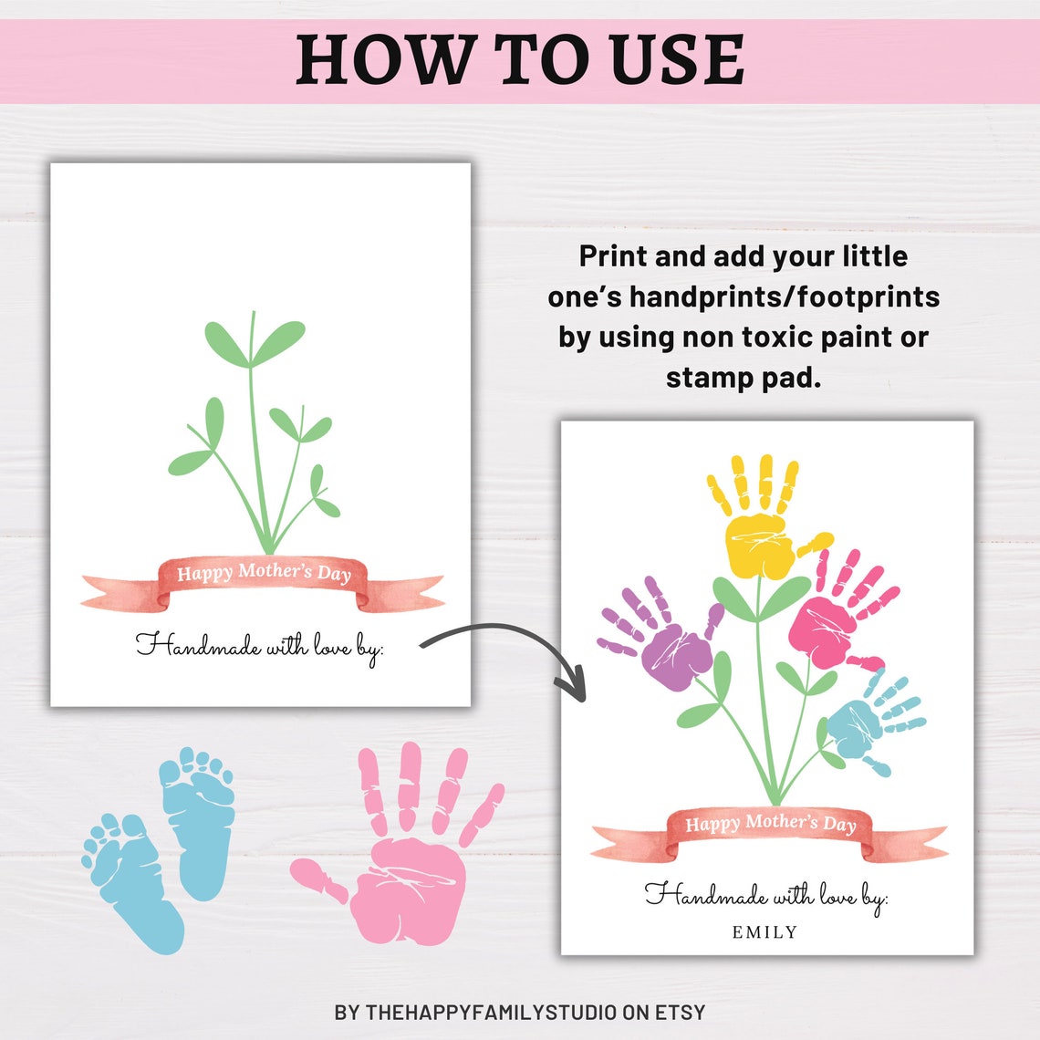 Printable Mother's Day Craft Handprint Art, Children Toddler Baby ...
