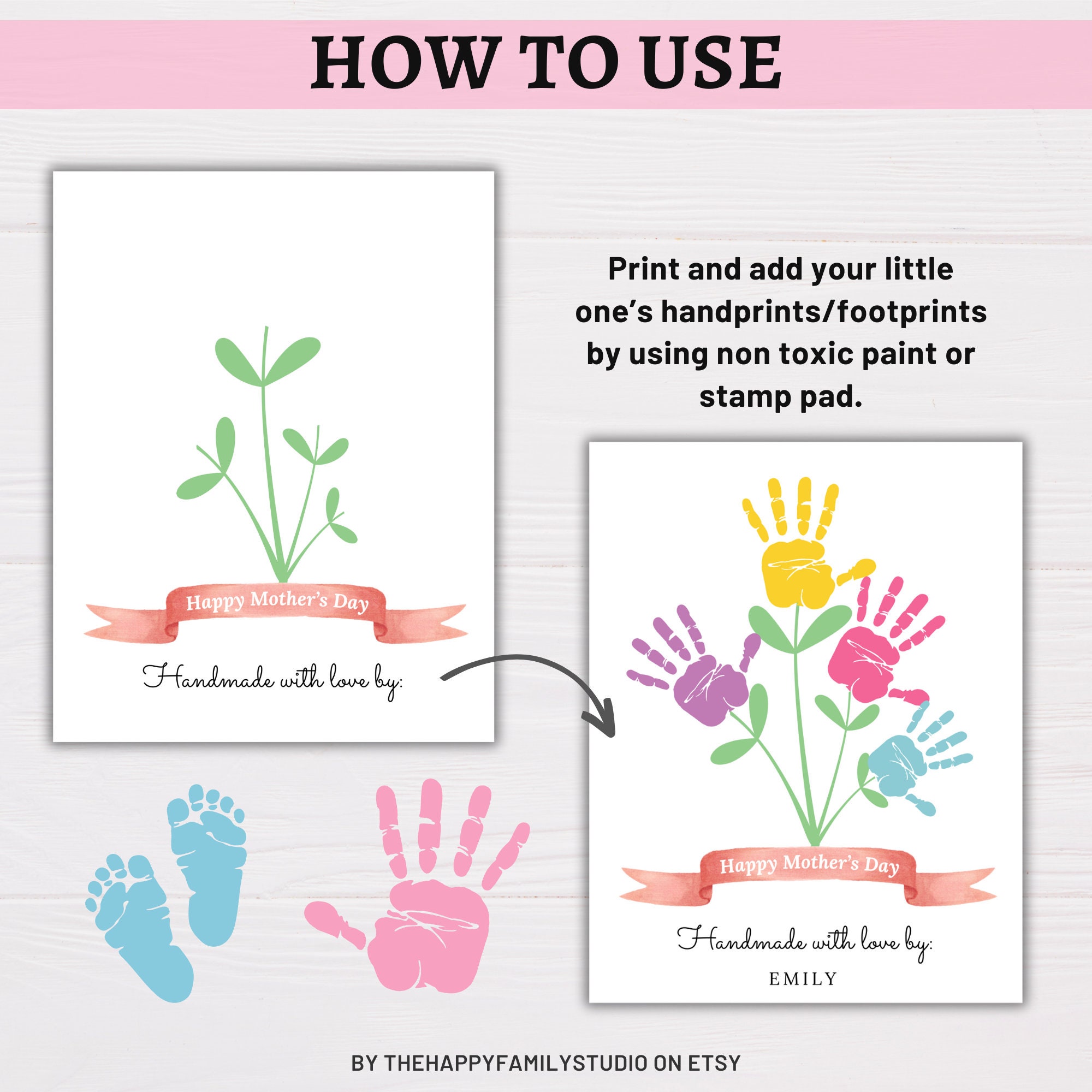 Printable Mother's Day Craft Handprint Art, Children Toddler Baby ...