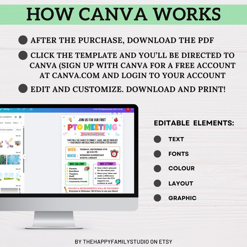 Editable PTO Meeting Flyer Template, Back to School PTA Invitation ...