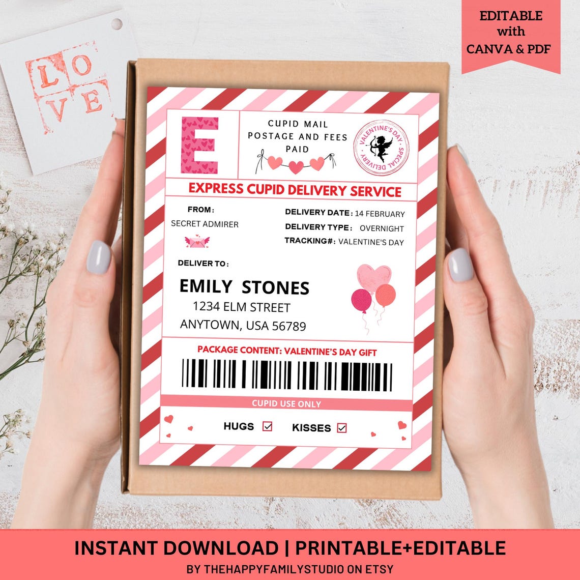 Editable Valentine's Day Express Shipping Label, Kids Valentine ...